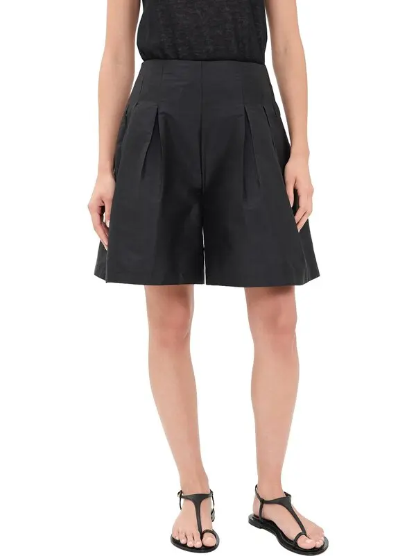 Chan Luu Techno Taffeta Pleated Shorts - Black