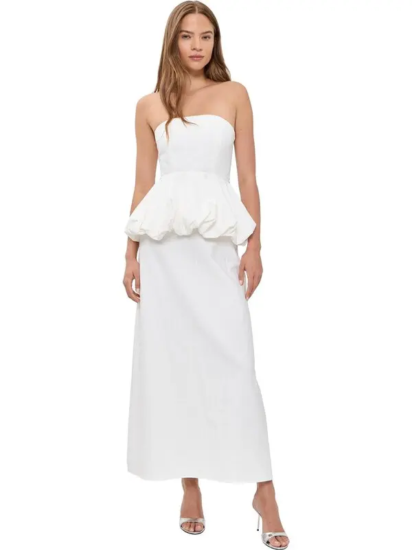 4TH & RECKLESS Strapless Peplum Maxi Dress - Cream