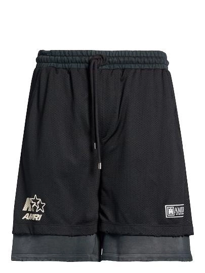 Amiri Two-tone Distressed Athletic Shorts - Black