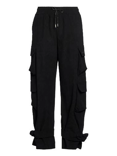 DISCLAIMER Polyester Cargo Pants With Drawstring Waist And Crystal Embellishments - Black