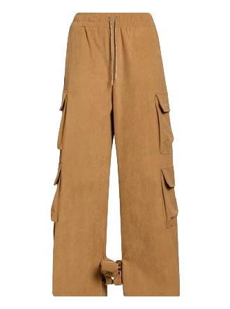 DISCLAIMER Polyester Cargo Pants With Drawstring Waist And Crystal Embellishments - Camel