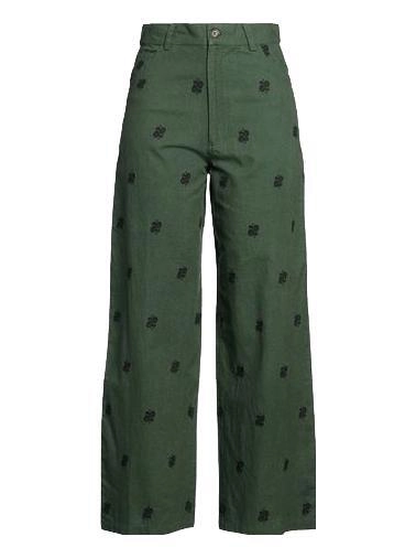 ARIZONA LOVE Wide Leg Embroidered Cotton Blend Pants - Green