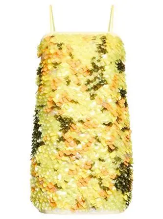 Pinko Sequin Embellished Mini Dress - Yellow