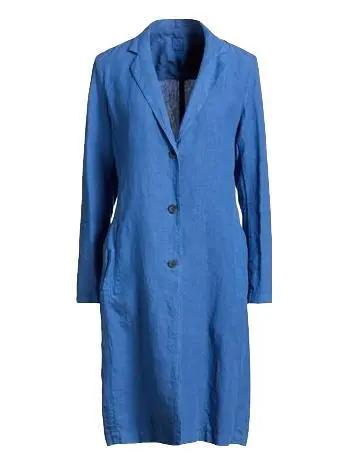 120% Lino Linen Overcoat & Trench Coat - Blue