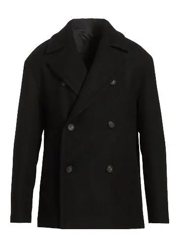 LANEUS Virgin Wool And Polyamide Pea Coat - Black