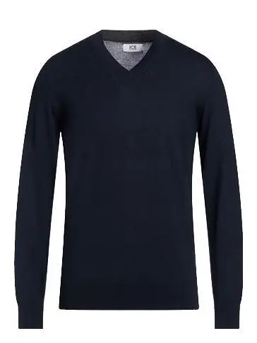 Iceberg Wool V-neck Long Sleeve Sweater - Navy