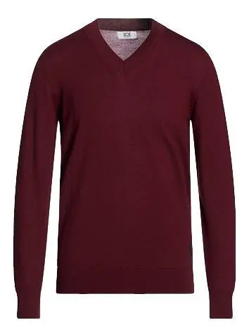 Iceberg Wool V-neck Long Sleeve Sweater - Red