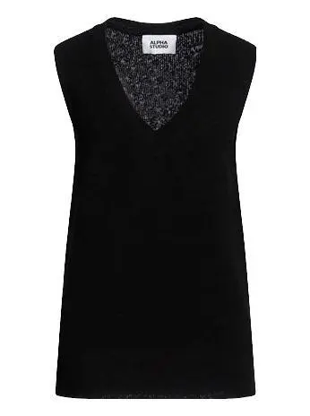 Alpha Studio Sleeveless V-neck Sweater - Black