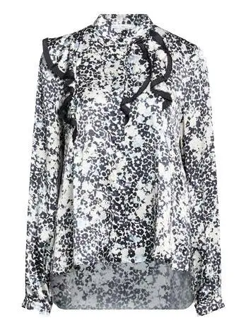 High Midnight Silk Floral-print Ruched Shirt - Blue