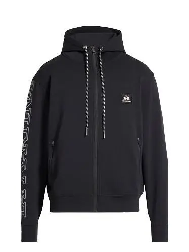 LA MARTINA Zip-up Hooded Sweatshirt With Printed Logo Detail - Black