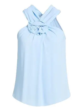 COMPAGNIA ITALIANA Sleeveless Crepe Top With Floral Appliqu - Blue