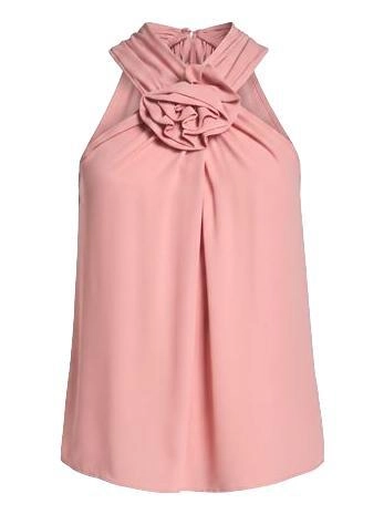 COMPAGNIA ITALIANA Sleeveless Crepe Top With Floral Appliqués - Pink