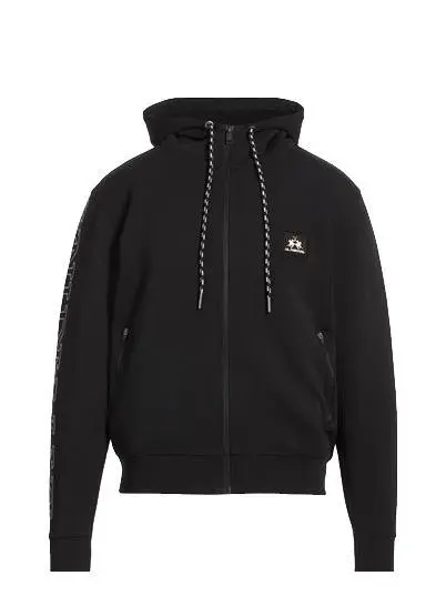 LA MARTINA Zip-up Hooded Sweatshirt With Logo Detail - Black