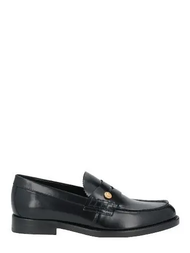 Versace Leather Penny Loafers - Black