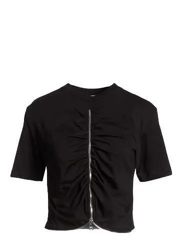 MSGM Cotton T-shirt With Zipper Detail - Black