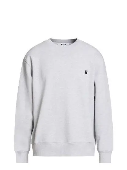 MSGM Cotton Crewneck Sweatshirt With Embroidered Logo - Grey