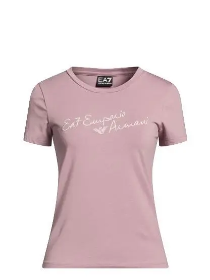 EA7 Cotton Elastane T-shirt With Embroidered Logo - Pink