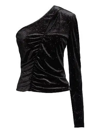 Patrizia Pepe One-shoulder Glittered Top - Black
