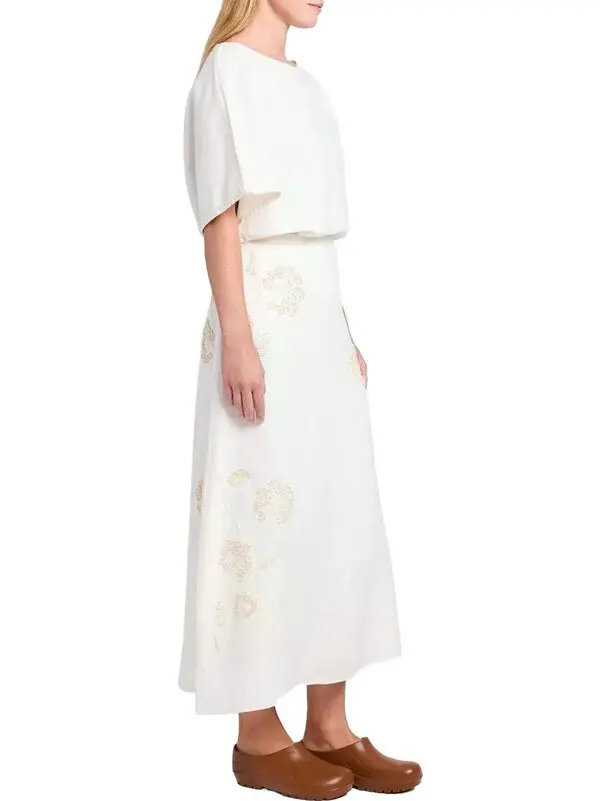 TWP A-line Floral Skirt - Neutrals