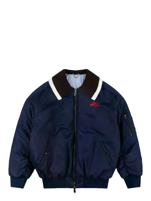 CHARLES JEFFREY Logo Embroidered Bomber Jacket - Blue
