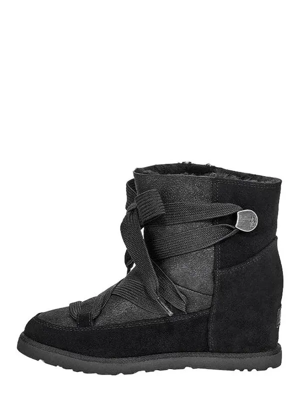 UGG Classic Femme Lace Up Wedge Boots - Black