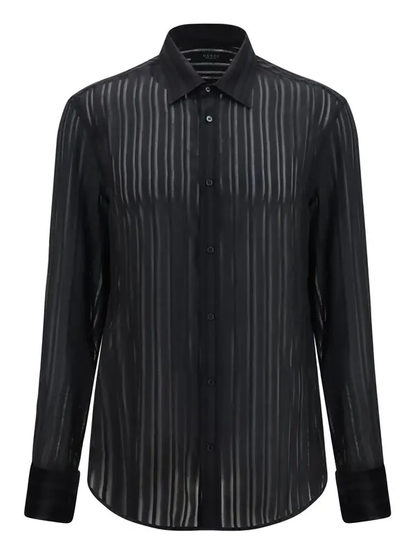 Gucci Striped Silk Gauze Shirt - Black