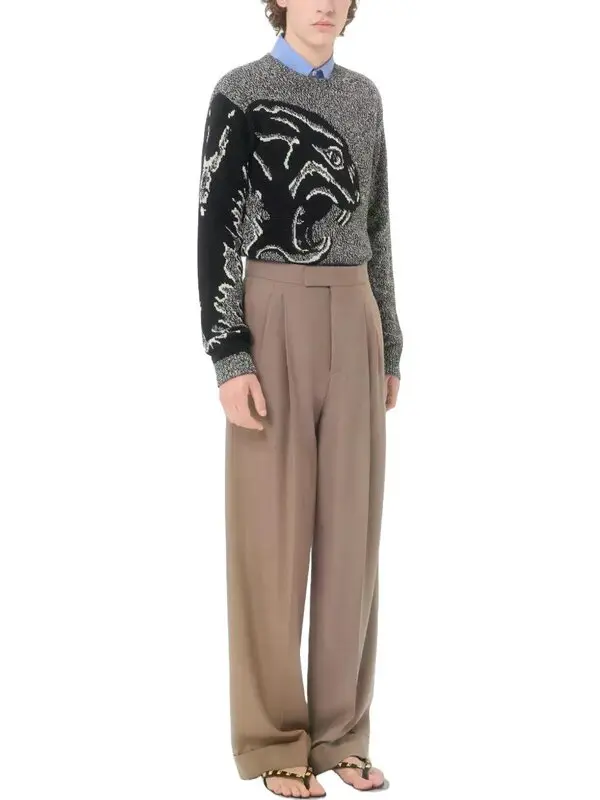 Valentino Garavani Cuffed Wool Trousers - Neutrals