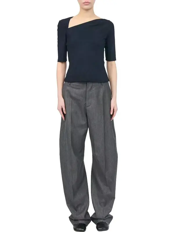 MAISON MARGIELA Asymmetric Jersey Top - Black