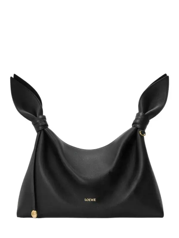 Loewe Paseo Knotted Leather Shoulder Bag - Black