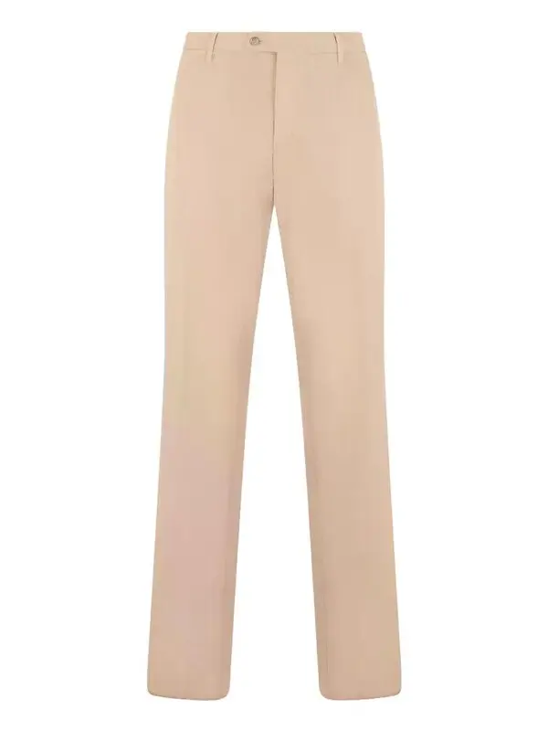 Fedeli Straight-cut Trousers With Belt Loops - Neutrals