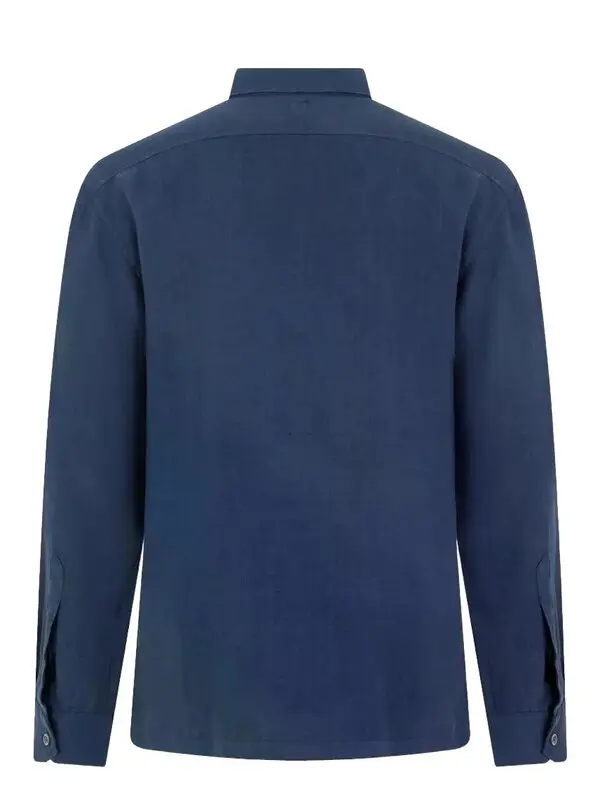 Fedeli Linen Patch-pocket Shirt - Blue