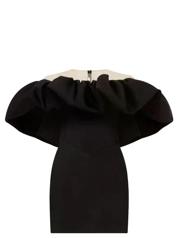 David Koma Sheer Panel Mini Dress - Black