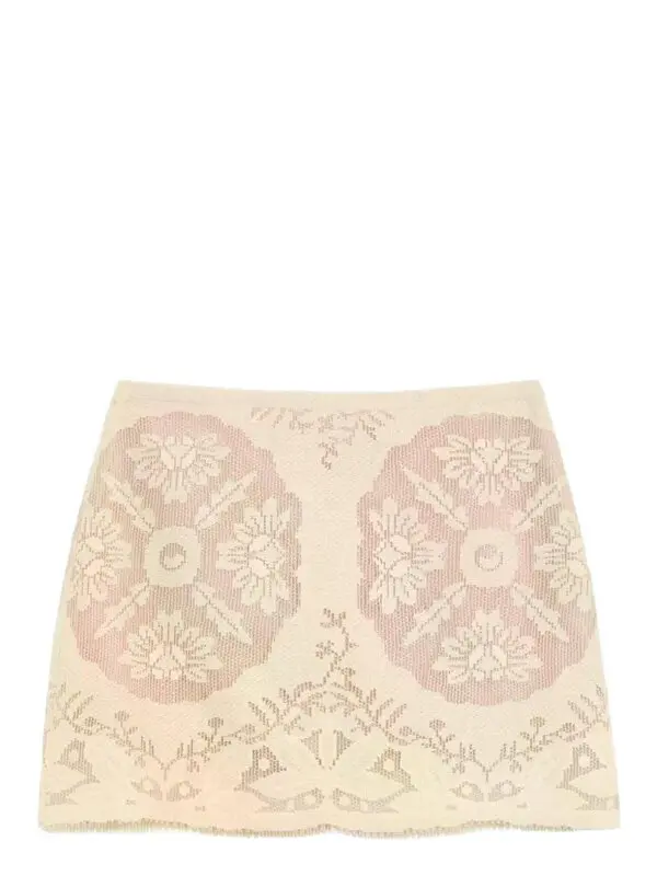 Valentino Garavani Mini Skirt In Floral Stamp Blanket - Neutrals