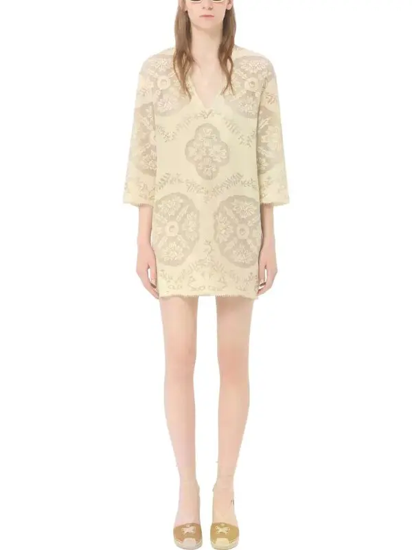 Valentino Garavani Floral Stamp Blanket Short Dress - Neutrals