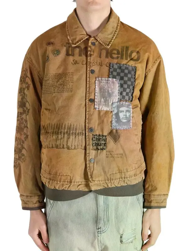 SAITOS Patchwork Detail Button-down Jacket - Brown