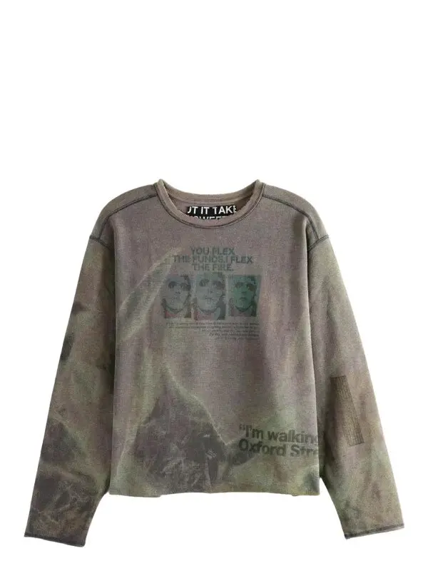 SAITOS Graphic-print Long-sleeve T-shirt - Brown