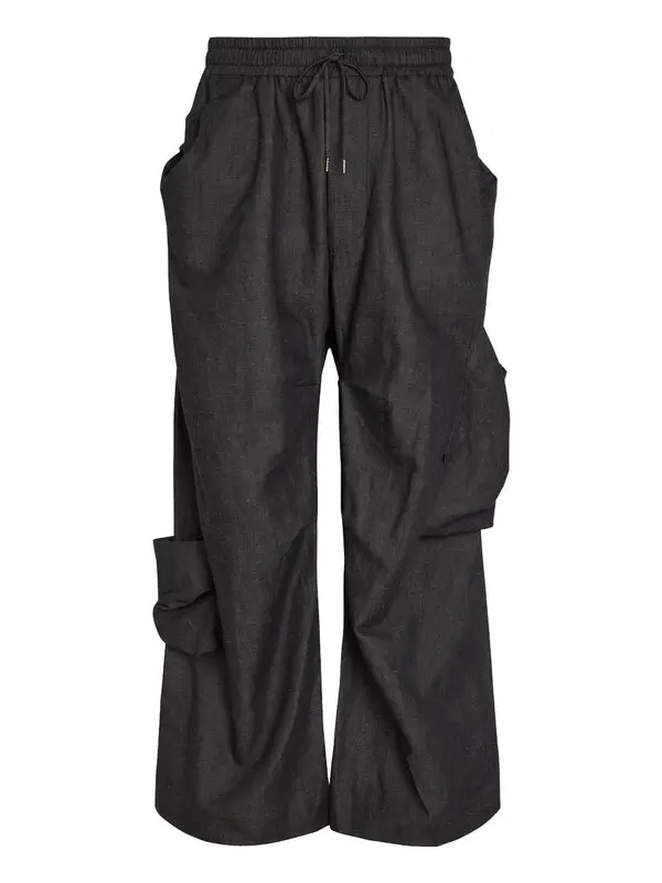 VIVIENNE WESTWOOD Achilles Draped Wide-leg Cotton-blend Cargo Trousers - Navy