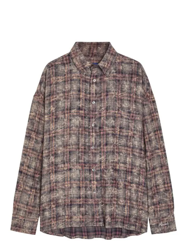 PICANTE Rocco Checked Cotton Shirt - Brown