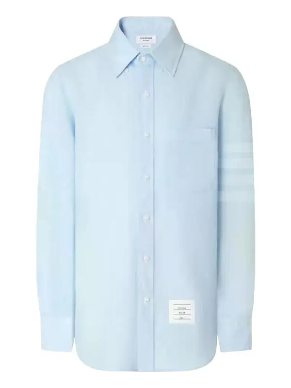 Thom Browne Linen 4-bar Shirt - Blue