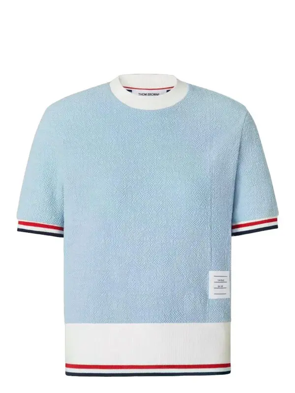 Thom Browne Rwb Stripe Tweed T-shirt - Blue