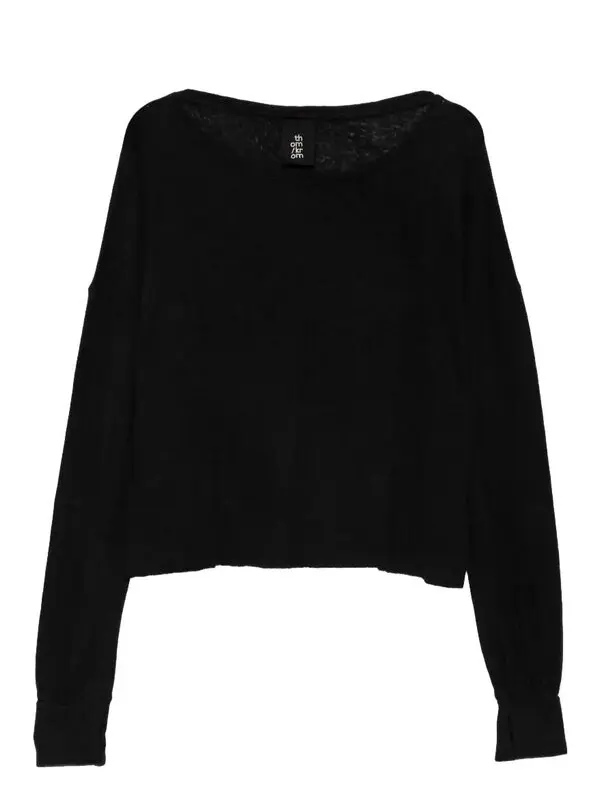 THOM KROM Raw-edge Cropped Sweater - Black