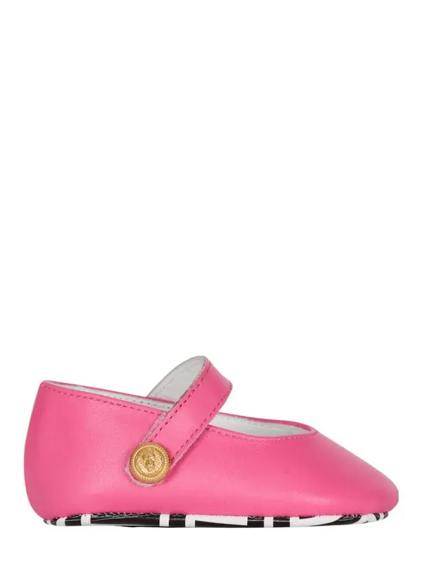 Balmain Ballet Flats With Gold Button Detail - Pink