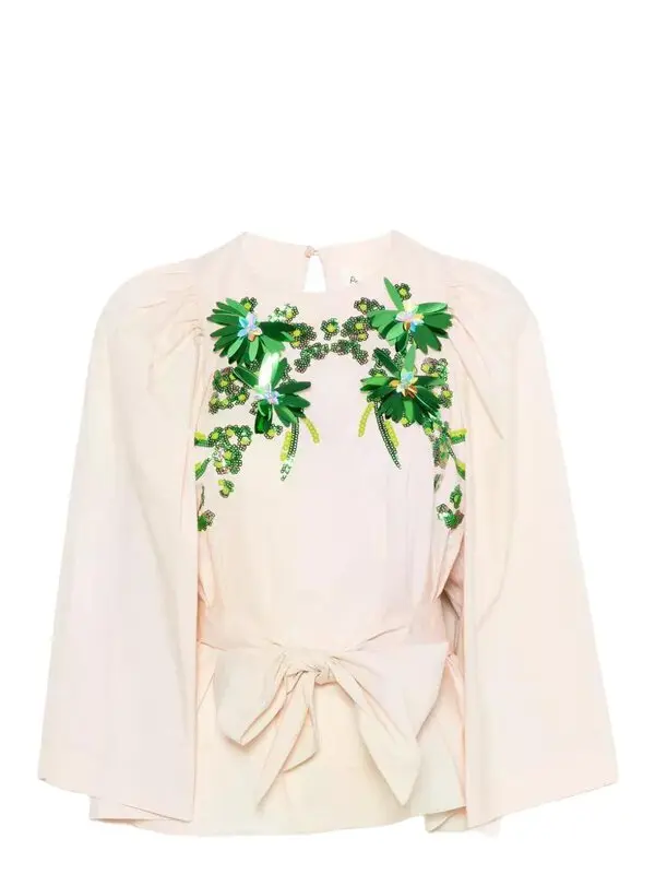 PSOPHIA Embellished Tied-waist Blouse - Pink