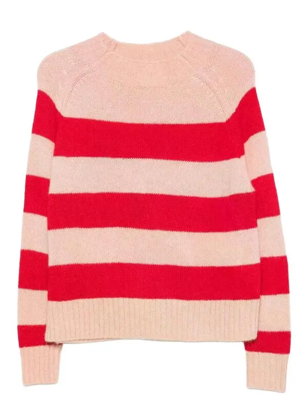 PSOPHIA Striped Raglan-sleeve Wool Sweater - Pink