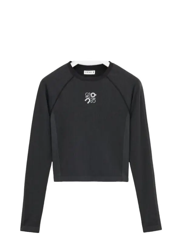 Loewe X On Long-sleeve Knit Top With Reflective Anagram And Logo Print - Black