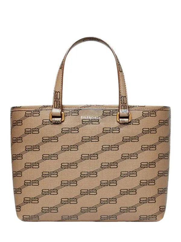 Balenciaga Bb Monogram Tote Bag - Brown