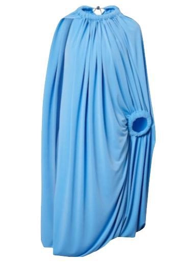 Coperni Draped Cape Midi Dress With Asymmetrical Cut-out - Blue