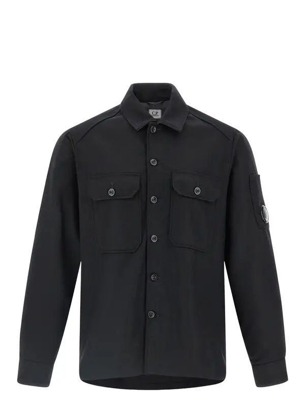 C.P. COMPANY Long-sleeved Buttoned Overshirt - Black