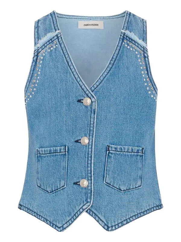 Zadig&Voltaire Studded Denim Vest - Blue