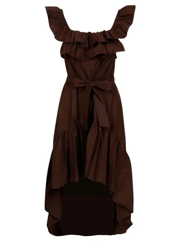 ANIYE BY Ruffled Midi Dress With Bow Accents - Brown